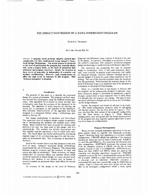 The Structured Design Of A Data Compression Program Ieee Conference Publication Ieee Xplore
