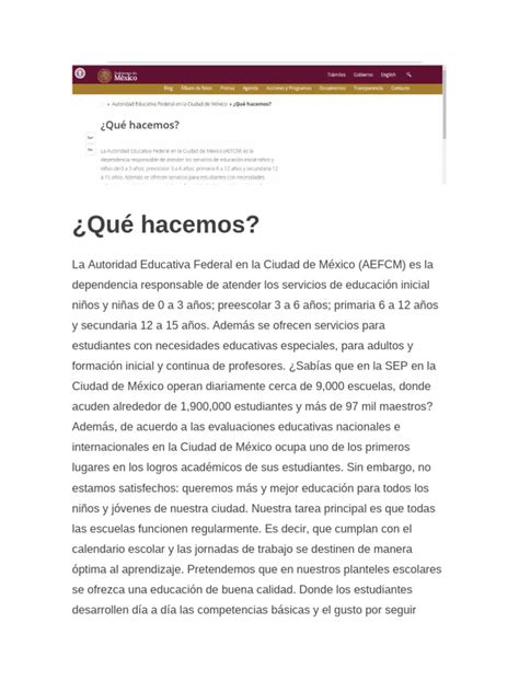 Servicios De La Aefcm En Cdmx Pdf