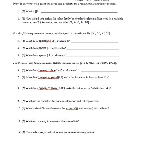 Solved Provide Answers To The Questions Given And Complete Chegg