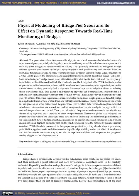Pdf Physical Modelling Of Bridge Pier Scour And Its Effect On Dynamic