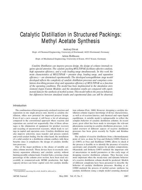 Catalytic Distillation In Structured Pac Pdf Distillation Catalysis