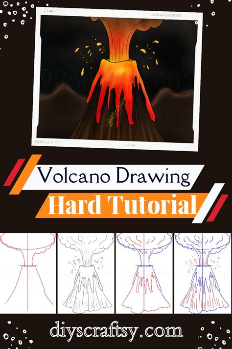 Volcano Drawing Ideas How To Draw Volcano DIYsCraftsy