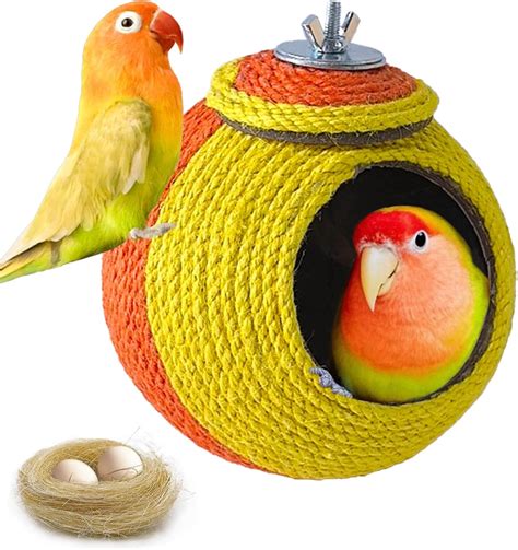 Bird Nest Parrot Breeding House Natural Coconut Shell Hut Hanging