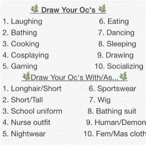 18 Oc Challenges Ideas Art Style Challenge Drawing Ideas List