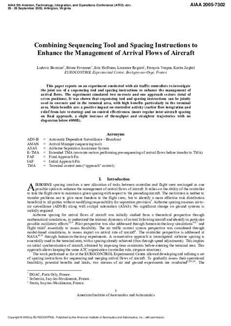 Pdf Combining Sequencing Tool And Spacing Instructions To Enhance The Management Of Arrival