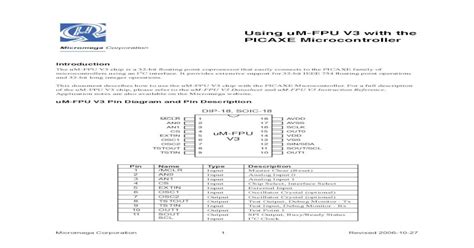 Pdf Using Um Fpu V3 With The Picaxe Microcontroller Dokumentips