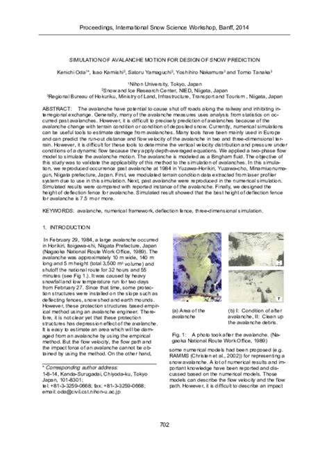 pdf simulation of avalanche motion for design of snow prediction