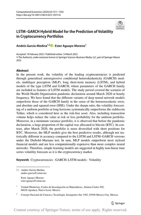 Lstmgarch Hybrid Model For The Prediction Of Volatility In