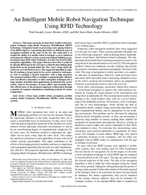 pdf an intelligent mobile robot navigation technique using rfid