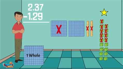 subtract decimals using models 5th grade math youtube