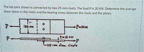 Solved The Lap Joint Shown Is Connected By Two 25 Mm Rivets The Load