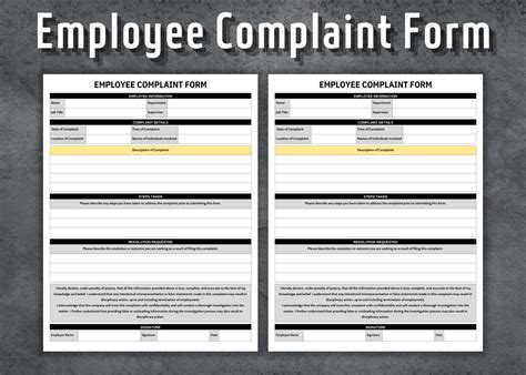 Employee Complaint Form Printable Employee Complaint Template Hr
