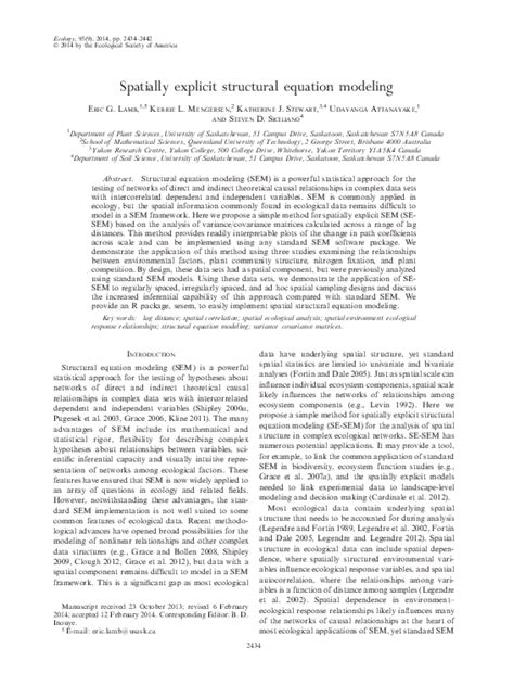 Pdf Spatially Explicit Structural Equation Modeling