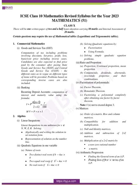 Icse Class 10 Mathematics Pdf Factorization Circle