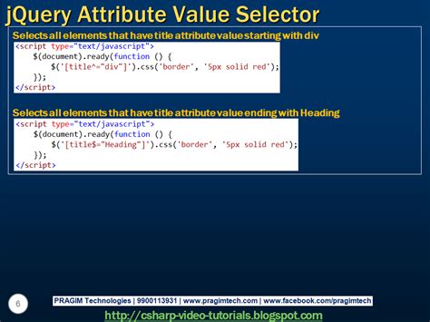Sql Server Net And C Video Tutorial Jquery Attribute Value Selector
