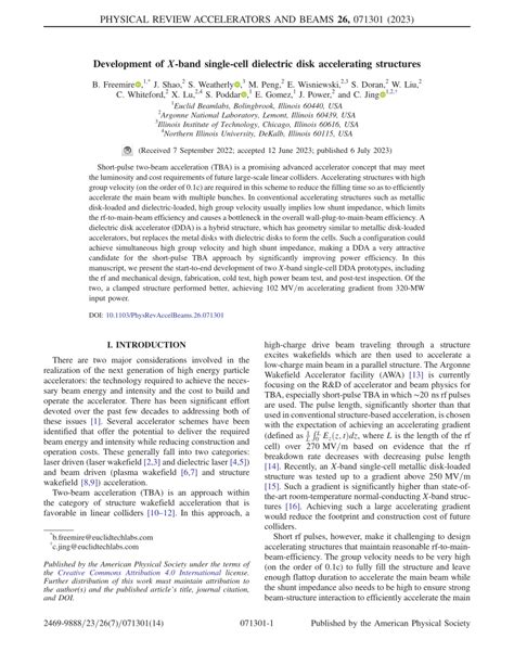 Pdf Development Of X Band Single Cell Dielectric Disk Accelerating Structures