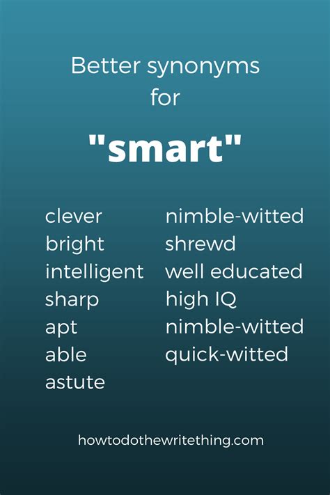 Better Synonyms For Smart Writing Tips Good Vocabulary Words