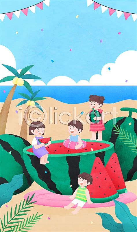 무제한 이미지소스 X 아이클릭아트 수박 배경 여름 그림 수박