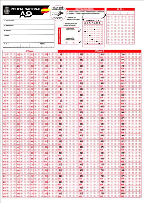 Plantillas de respuestas en pdf para hacer test psicotécnicos
