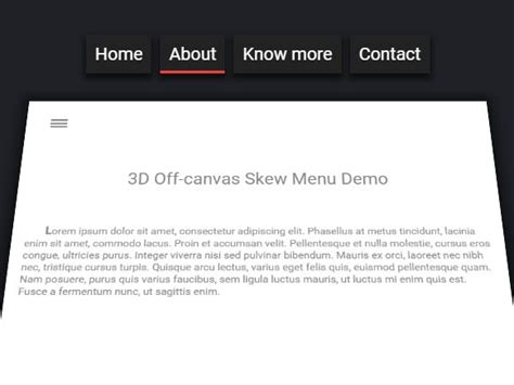 3d Off Canvas Skew Menu With Jquery And Css3 Free Jquery Plugins