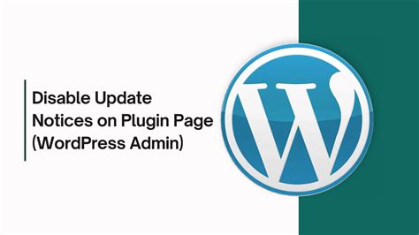 Disable Update Notices On Plugin Page Wordpress Admin