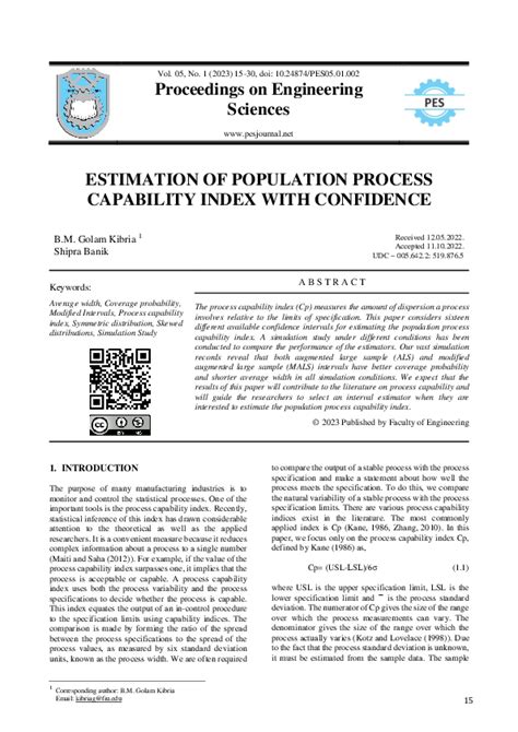 Pdf Estimation Of Population Process Capability Index With Confidence