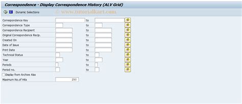 FKK CORR HISTORY SAP Tcode Display Correspondence History