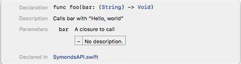 Xcode How Do You Document The Parameters Of A Functions Closure