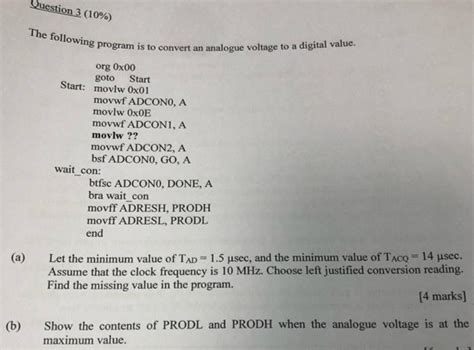 Solved The Following Program Is To Convert An Analogue