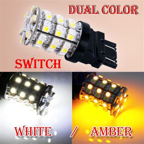 Purchase 3157 Switch Back 60 Smd White Amber Turn Signal Tail Brake Led Light Bulb Lamp In