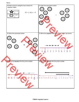 Integers Using Pictures 1 PDF By Integrated Lessons TPT