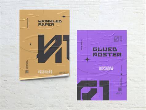 벽 모형에 광택이 붙은 포스터 세트 프리미엄 Psd 파일