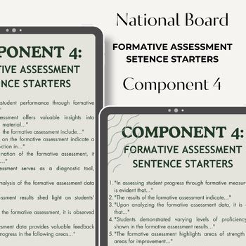 National Board Component 4 Formative Assessment Sentence Starters