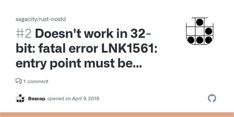 Doesnt Work In 32 Bit Fatal Error Lnk1561 Entry Point Must Be