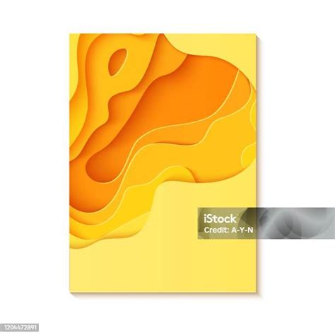 컷 페이퍼 스타일의 추상 노란색 전단지 지구 포스터 에코 브로셔 프리젠 테이션 텍스트 장소 초대장을 저장하기위한 컷 아웃 오렌지 웨이브 템플릿 벡터 아플리케 카드 그림입니다