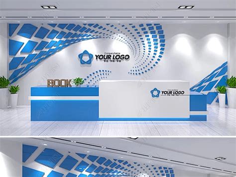 创意科技块企业公司前台logo背景形象墙 花瓣网
