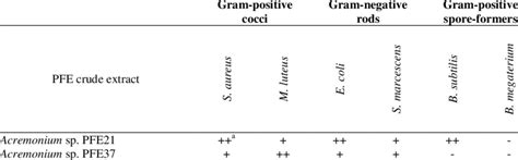 Results Of The Paper Disk Diffusion Assay Against Six Test Bacteria