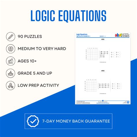 Logic Equations Aha Printables