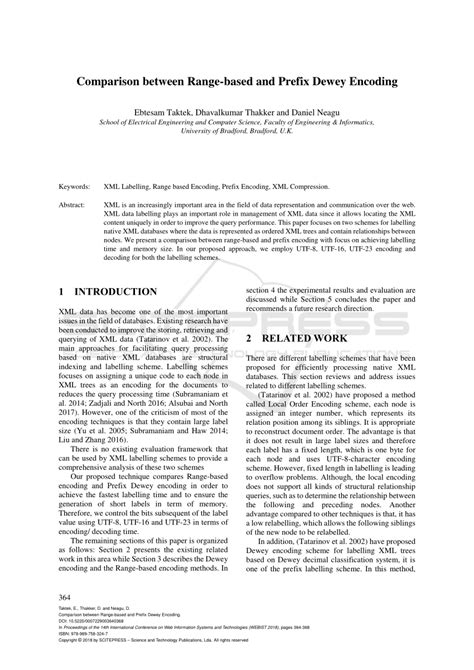 Pdf Comparison Between Range Based And Prefix Dewey Encoding