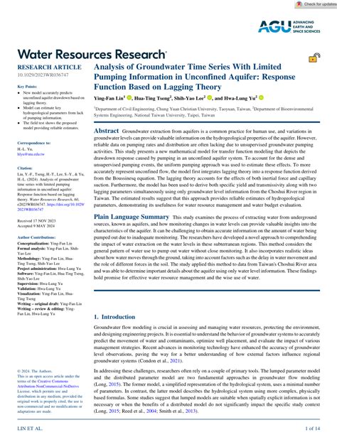 Pdf Analysis Of Groundwater Time Series With Limited Pumping Information In Unconfined Aquifer