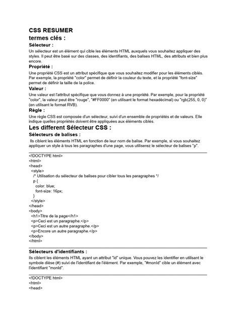 resumer cours css pdf