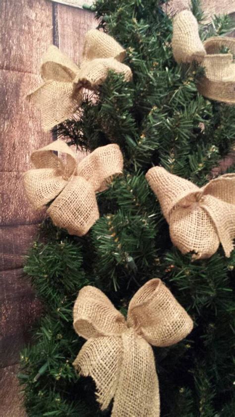 8 Burlap Bows Rustic Bows Christmas Bows Christmas Tree Bows