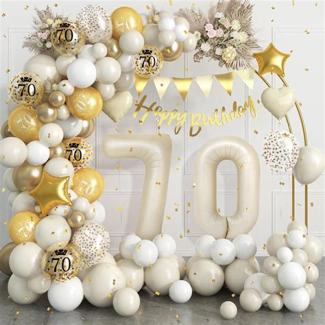 70th Birthday Decorations Sand White Gold70th Birthday