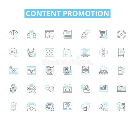 Content Promotion Linear Icons Set Outreach Visibility Engagement Promotion Amplification