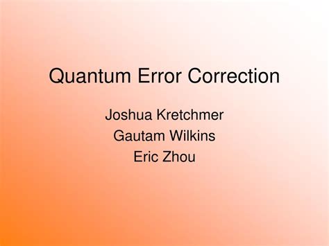 ppt quantum error correction powerpoint presentation free download