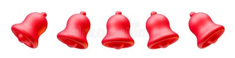 Red Notification Bells Ringing Icons 3d Realistic On White Stock Vector Illustration Of