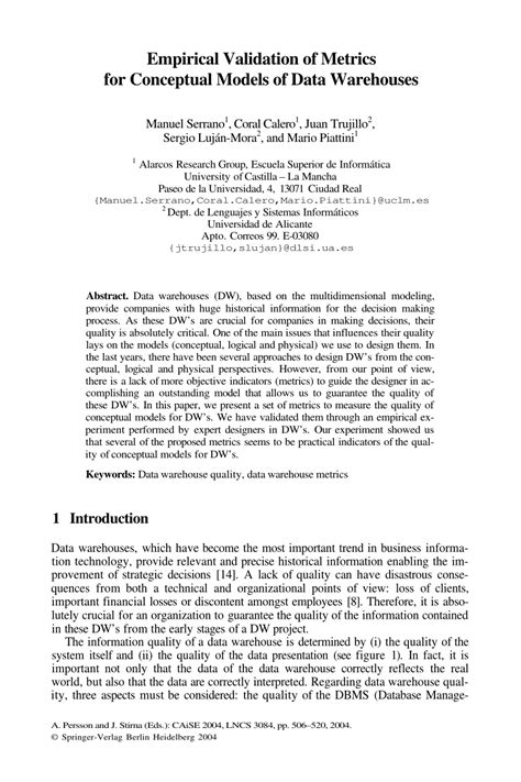 pdf empirical validation of metrics for conceptual models of data