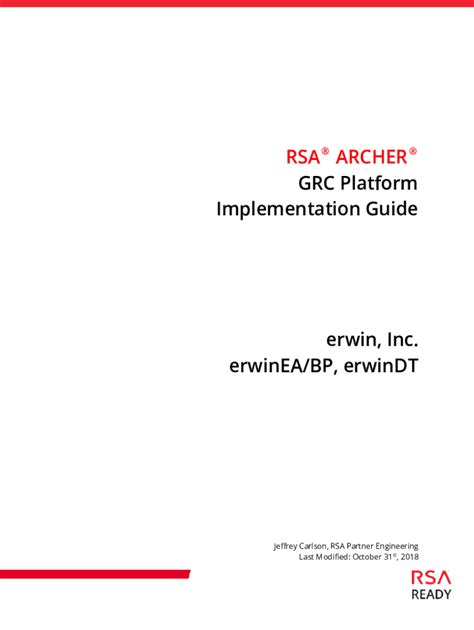 Fillable Online Rsa Ready Implementation Guide For Rsa Archer Fax Email