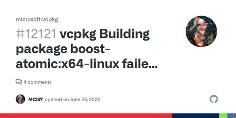 vcpkg building package boost atomic x64 linux failed with build failed