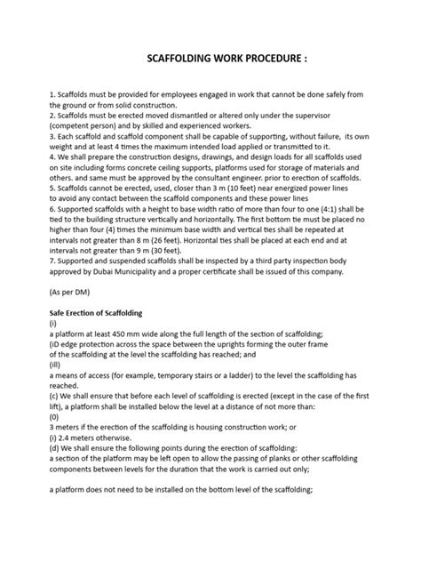 scaffolding work procedure pdf scaffolding equipment